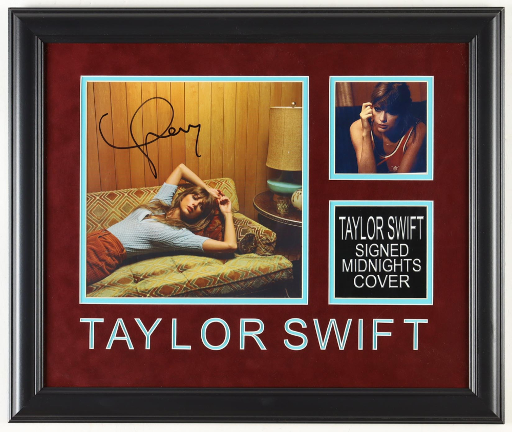 Taylor Swift Signed Custom Framed "Midnights" Vinyl Album Cover Display ...