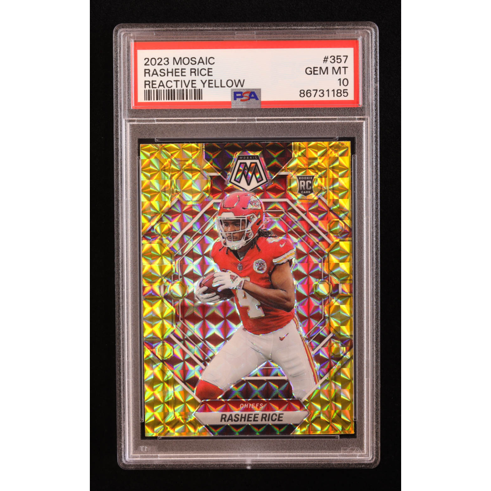 Rashee Rice 2023 Panini Mosaic Mosaic Reactive Yellow #357 RC (PSA 10 ...