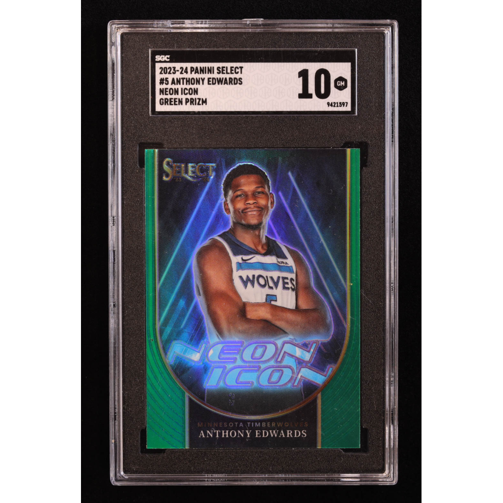 Anthony Edwards 2023-24 Select Neon Icon Green Prizms #5 (SGC 10 ...