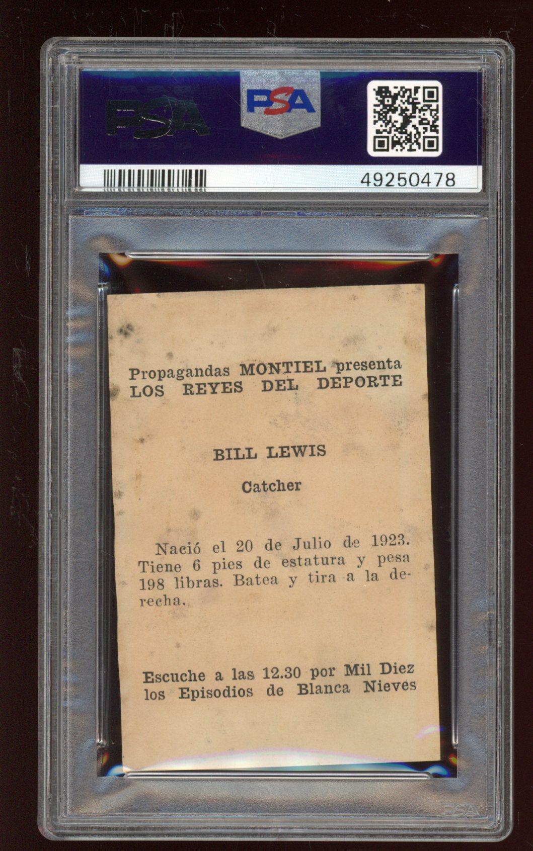 Bill Lewis 1946 Propogandas Montiel Los Reyes Del Deporte #165 (PSA 1 ...