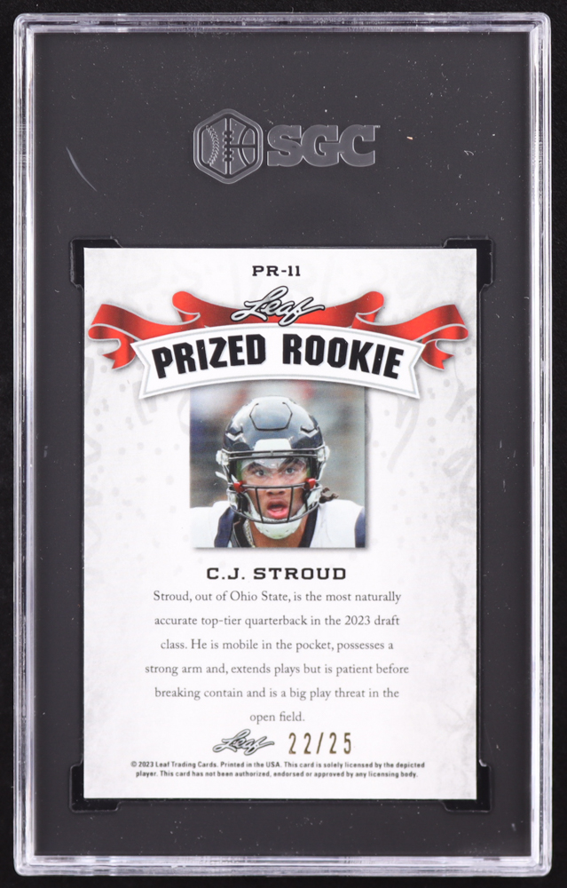 CJ Stroud 2023 Leaf Special Release Metal Prized Rookie Wave Silver # ...