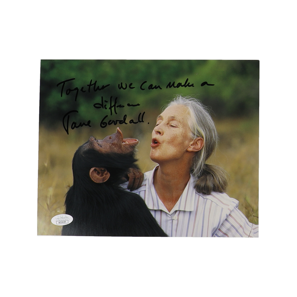 Jane Goodall Signed 8x10 Photo Inscribed "Together We Can Make A ...