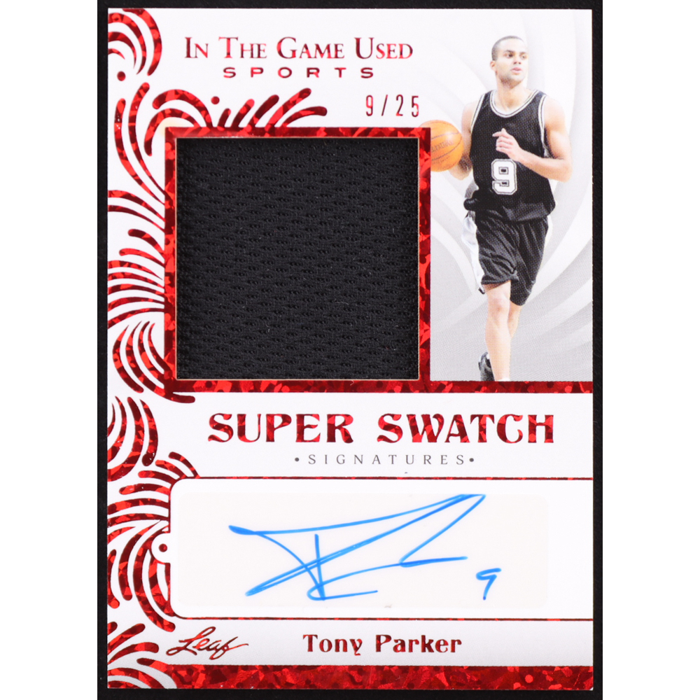 Tony Parker 2022 Leaf ITG Used Super Swatch Signatures Pattern Red # ...