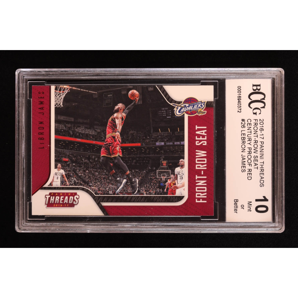 LeBron James 2016-17 Panini Threads Front-Row Seat Century Proof Red ...
