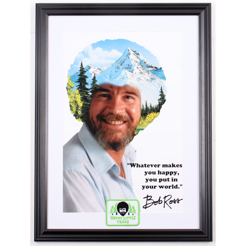 Bob Ross Custom Framed Print Display With "Happy Little Trees" Cloth ...