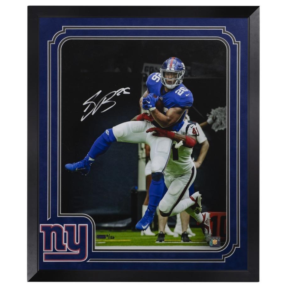 Saquon Barkley Signed Giants LE Custom Framed Photo (Panini) | Pristine ...