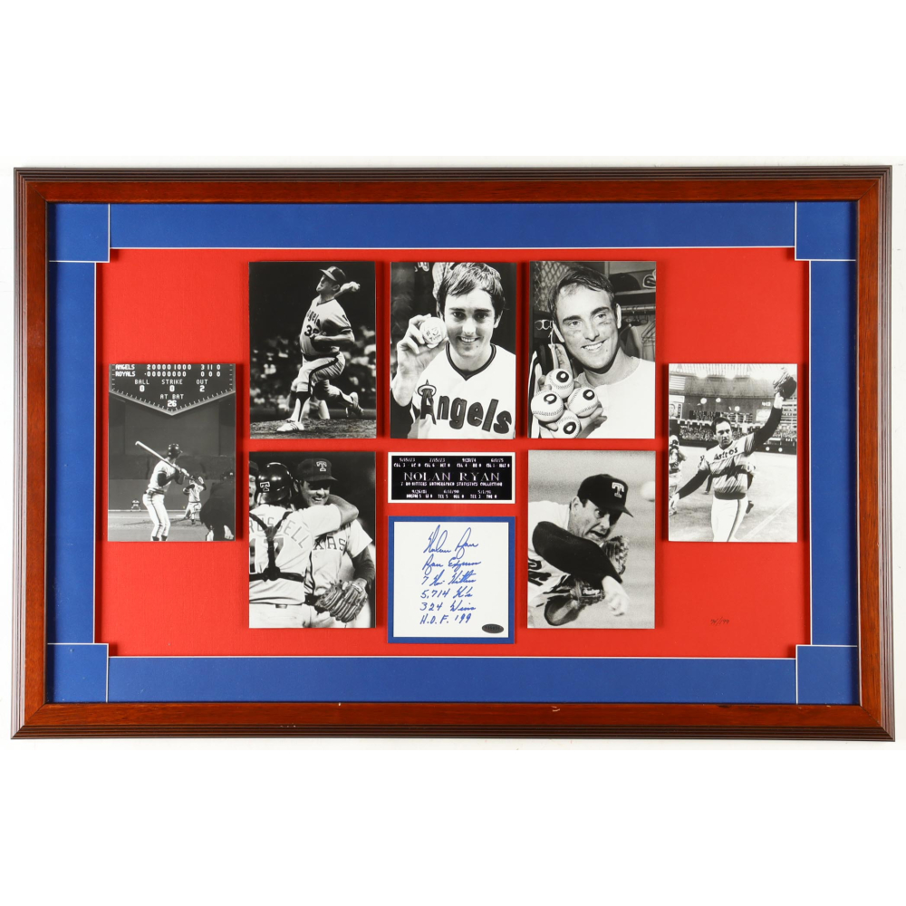 Nolan Ryan Signed LE Custom Framed Photo Collage Inscribed "The Ryan ...