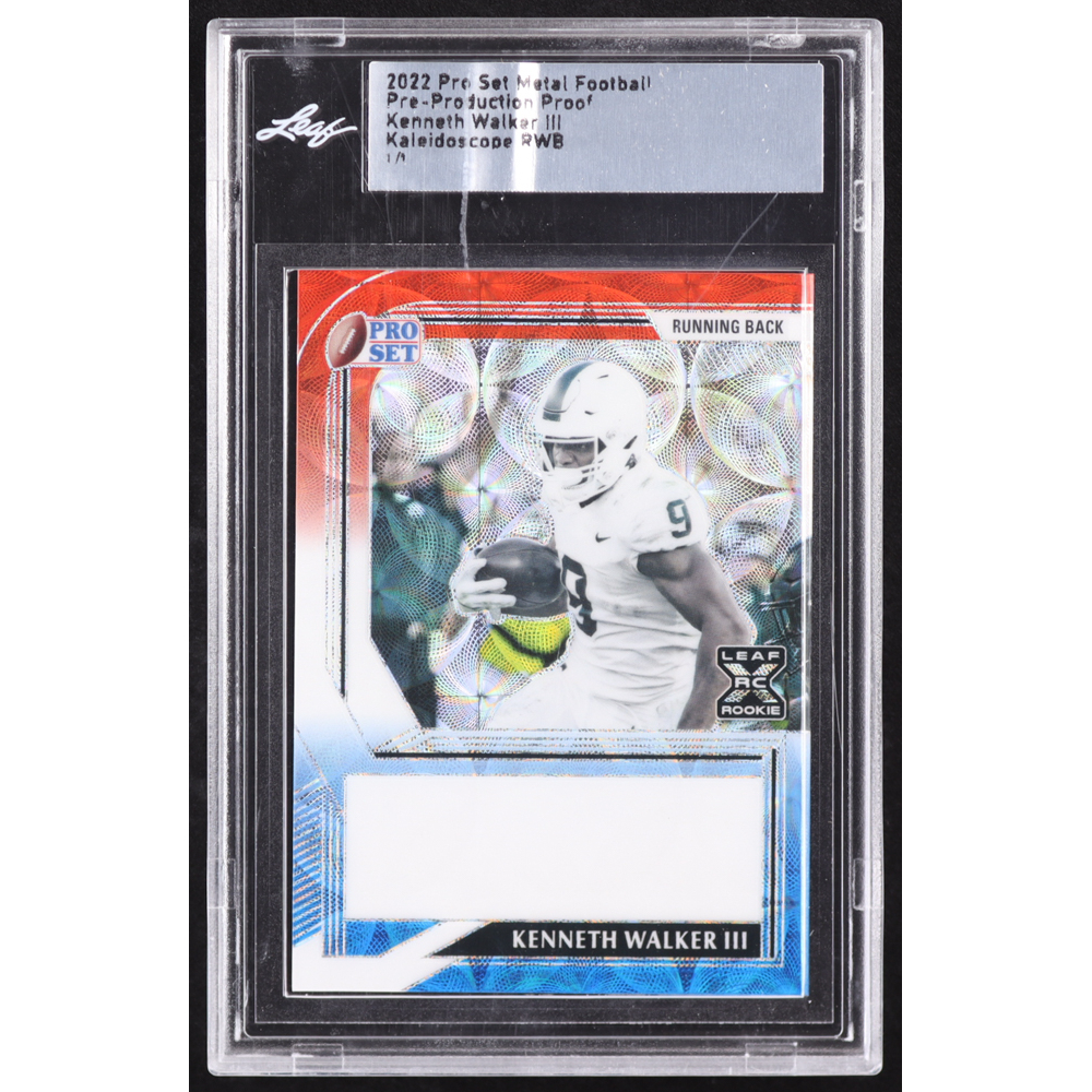 Kenneth Walker III 2022 Pro Set Metal Autographs Kaleidoscope Red White ...