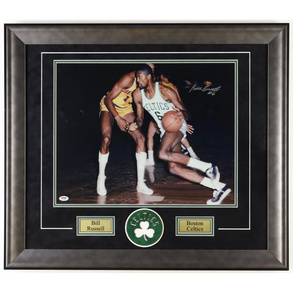 Bill Russell Signed Celtics Custom Framed Photo Display (PSA ...