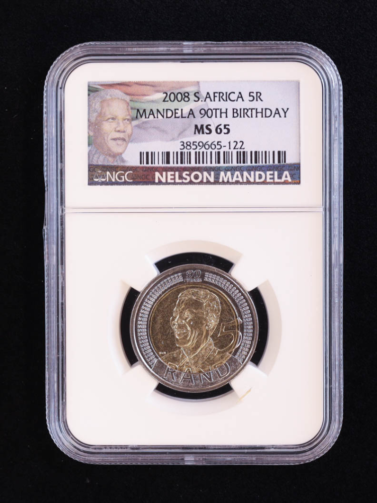2008-S S. Africa 5 Rand - Mandela 90th Birthday (NGC MS65) | Pristine ...