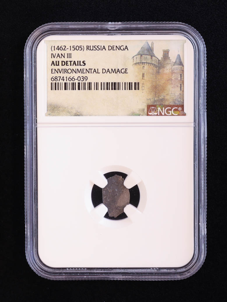 Russian Silver Denga - Ivan III (1462-1505) (NGC AU Details) | Pristine Auction