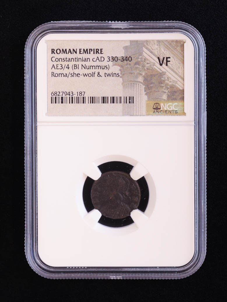 Roman Empire - Constantinian cAD 330-340 - Roma She-Wolf & Twins (NGC ...