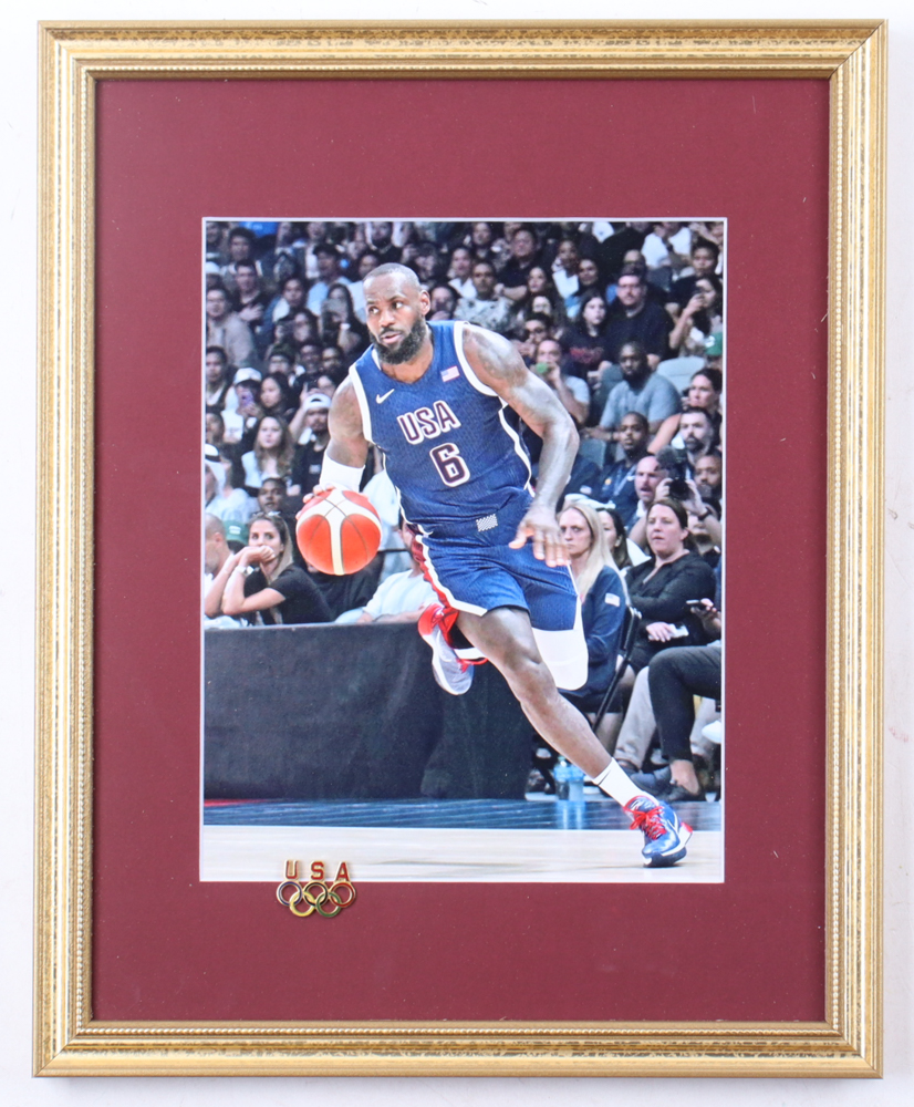 LeBron James Custom Framed Photo With Official USA Olympic Rings Pin ...