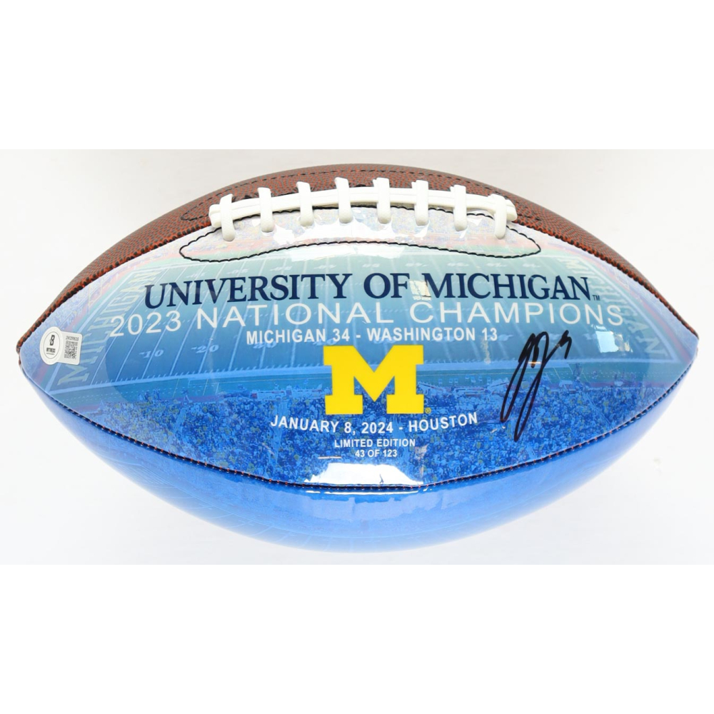 J.J. McCarthy Signed Wolverines 2023 National Champions Football ...