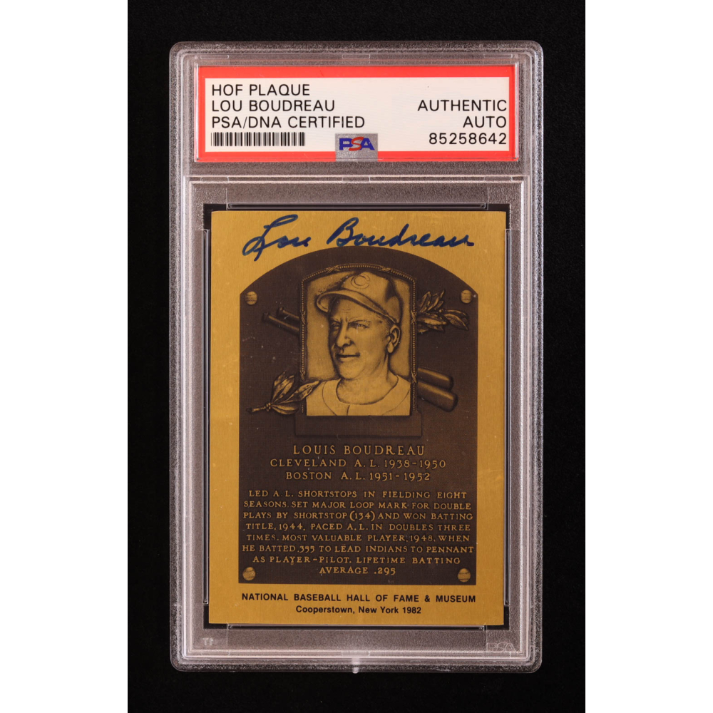 Lou Boudreau Signed Hall of Fame Plaque (PSA) | Pristine Auction