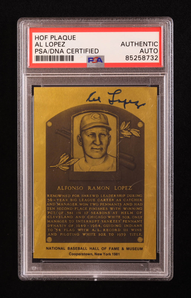 Al Lopez Signed Hall of Fame Plaque (PSA Encapsulated) | Pristine Auction