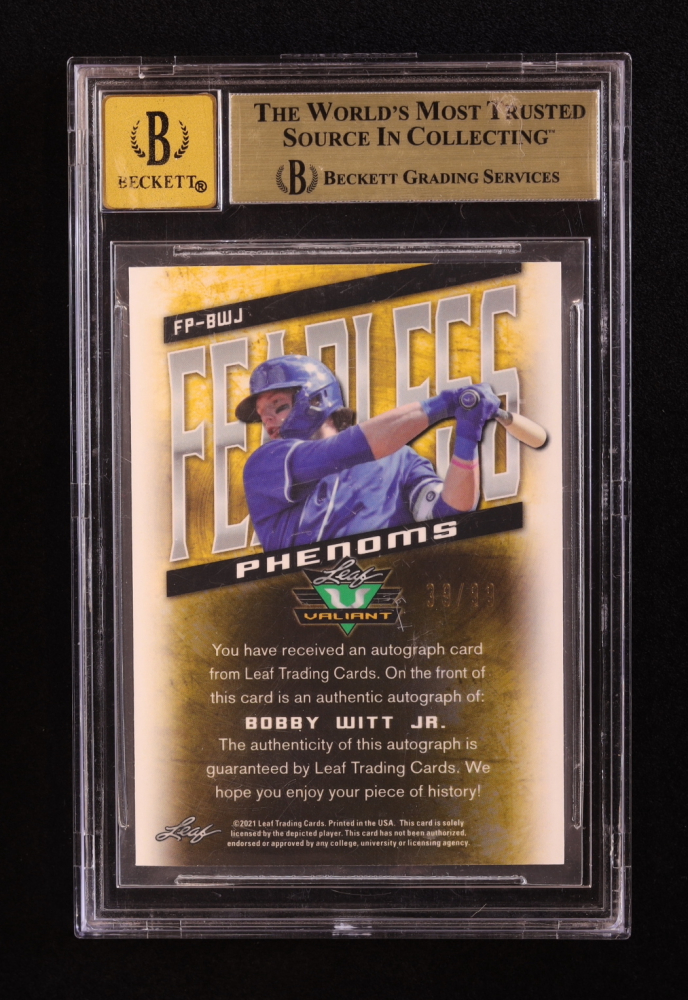 Bobby Witt Jr. 2021 Leaf Valiant Fearless Phenoms Orange #FPBWJ RC #39/ ...