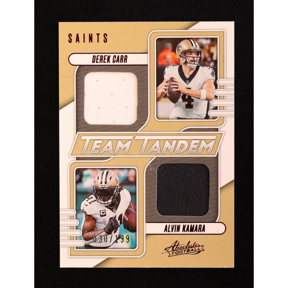 Derek Carr / Alvin Kamara 2023 Absolute Team Tandem Jerseys Red #TTNO ...