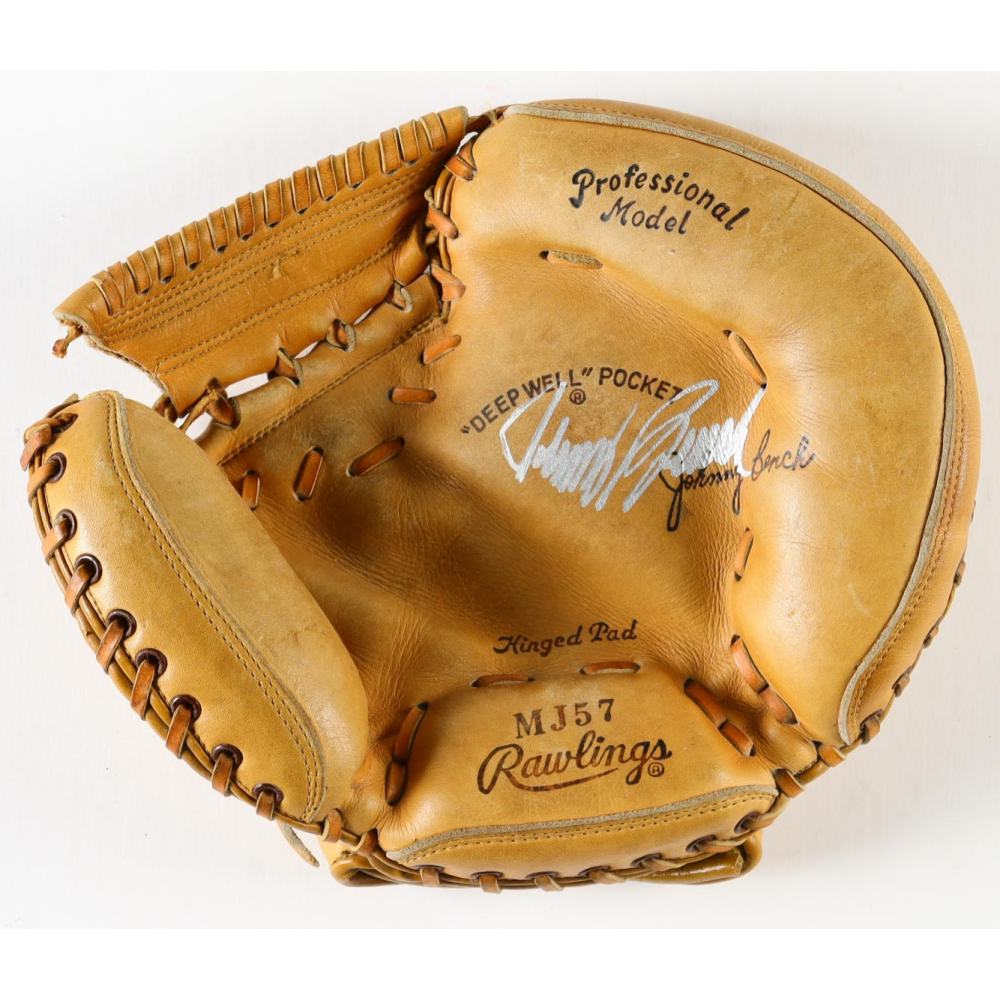 Johnny Bench Signed Vintage Rawlings Player Model Catchers Glove ...