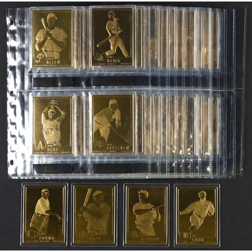 Complete Set of (50) Danbury Mint 22kt Gold Baseball Cards in Binder ...