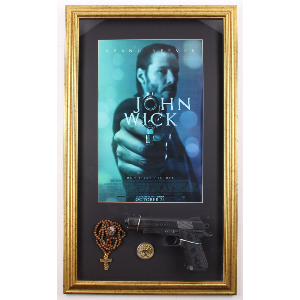 "John Wick" Custom Framed Movie Poster Display with Gold Coin, Rosary ...