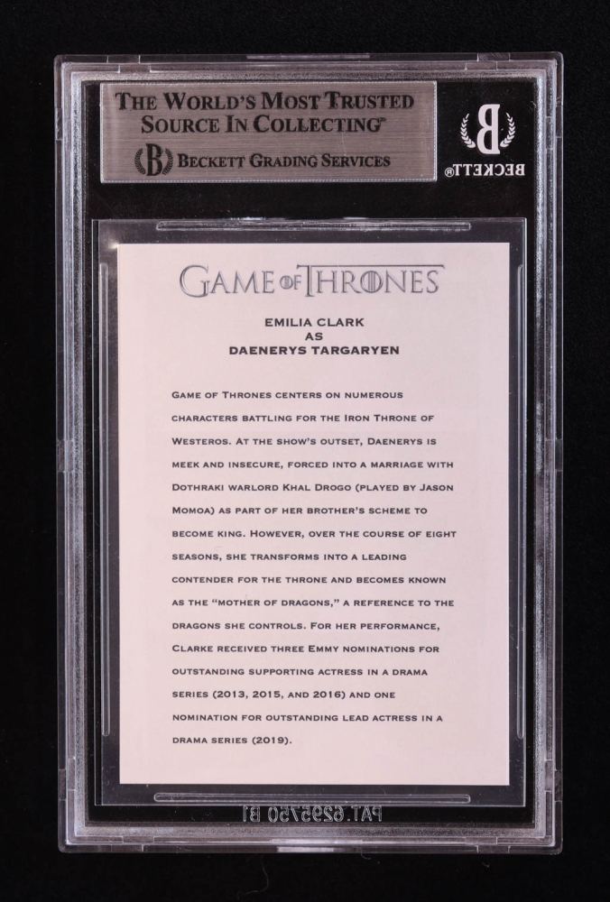 Emilia Clarke Signed "Game of Thrones" Custom Trading Card (BGS ...