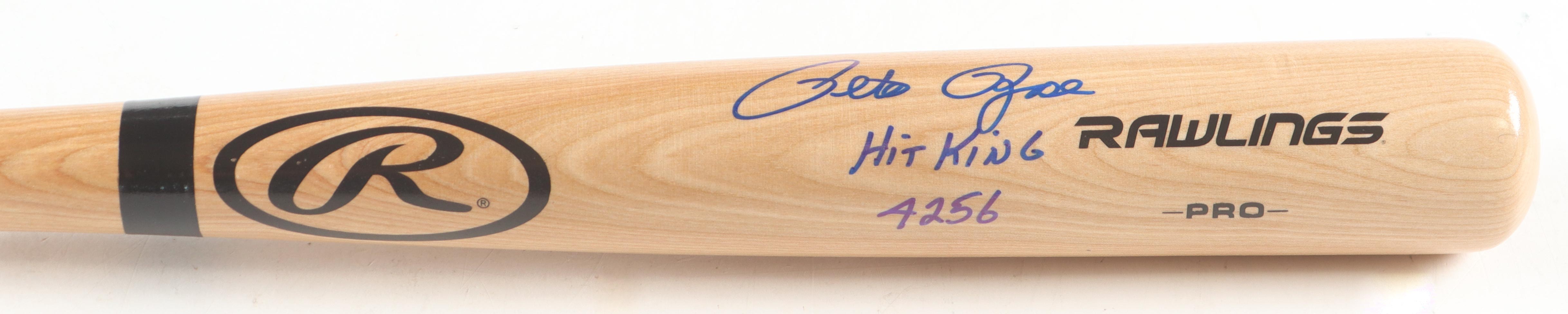 Pete Rose Signed Rawlings Pro Baseball Bat Inscribed "Hit King" & "4256 ...