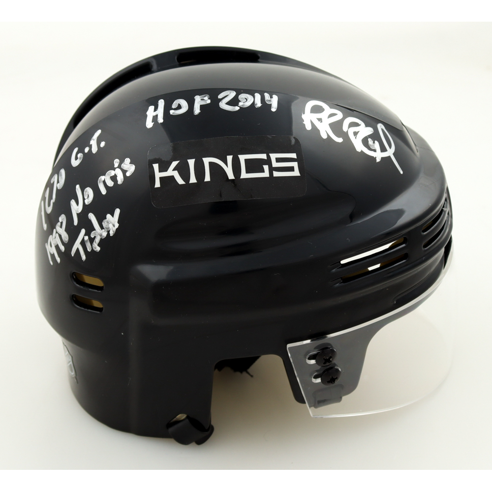 Rob Blake Signed Kings Mini Hockey Helmet Inscribed "HOF 2014", "1270 G ...