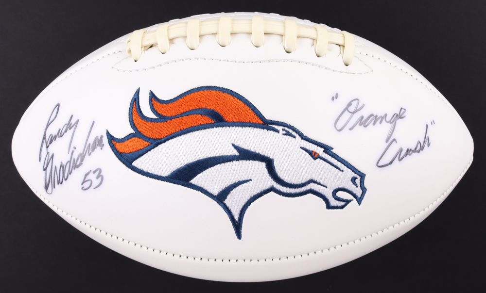 Randy Gradishar Signed Broncos Logo Football Inscribed "Orange Crush ...