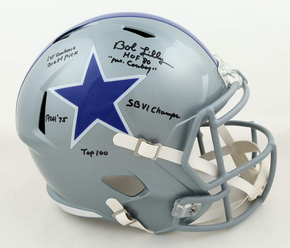 Bob Lilly Signed Cowboys Full-Size Speed Helmet With (6) Inscriptions ...