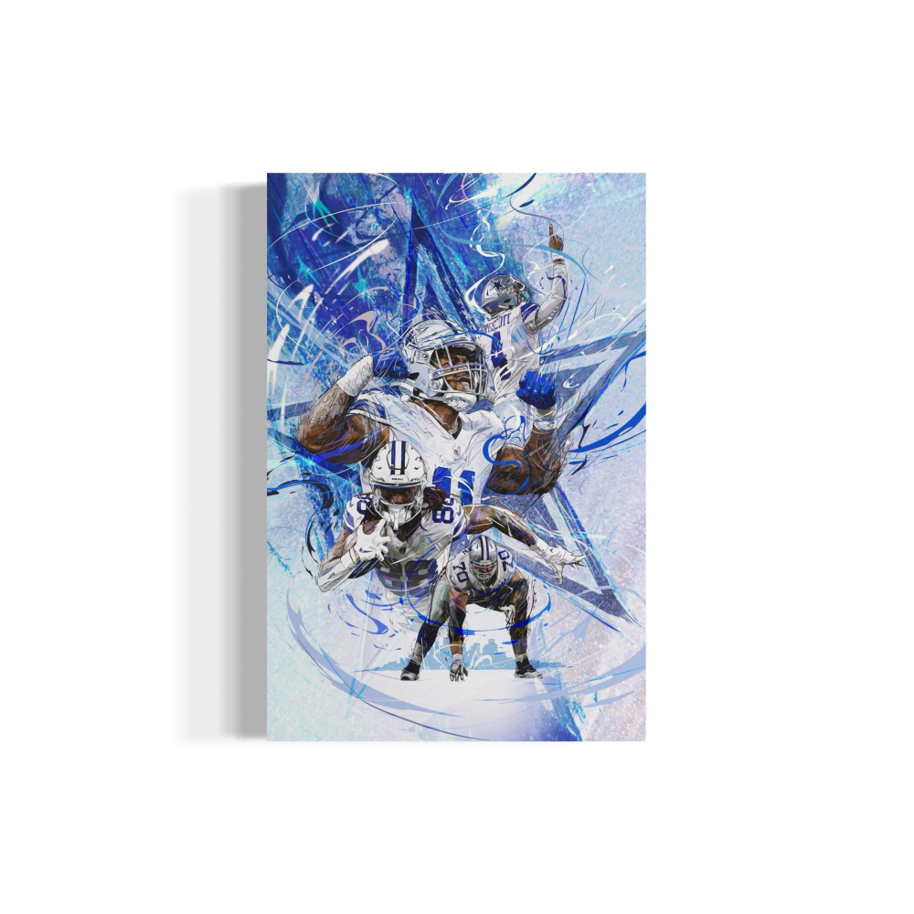 Cowboys Custom 9x12 Canvas with Dak Prescott, CeeDee Lamb, Micah ...