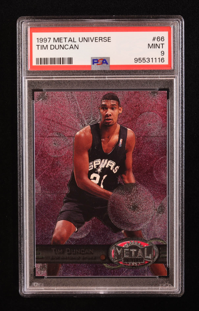 Tim Duncan 1997 Metal Universe #66 RC (PSA 9) | Pristine Auction