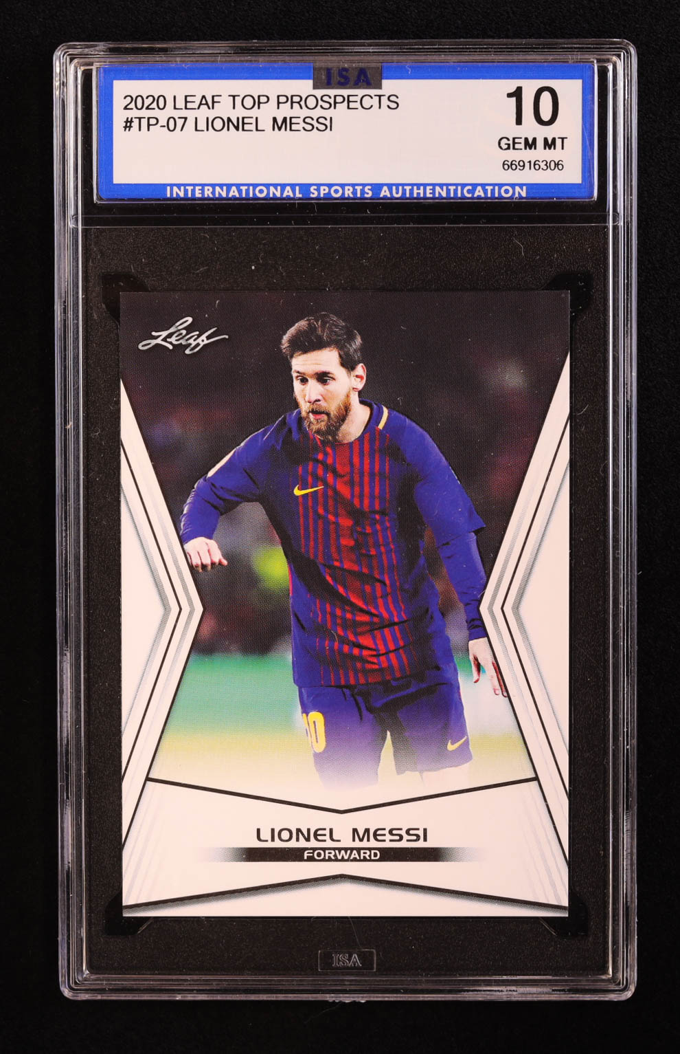 Lionel Messi 2020 Leaf Special Release Top Prospect #TP07 (ISA 10 ...