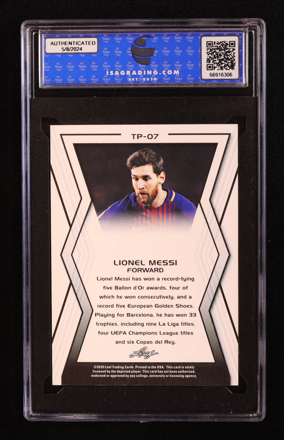 Lionel Messi 2020 Leaf Special Release Top Prospect #TP07 (ISA 10 ...