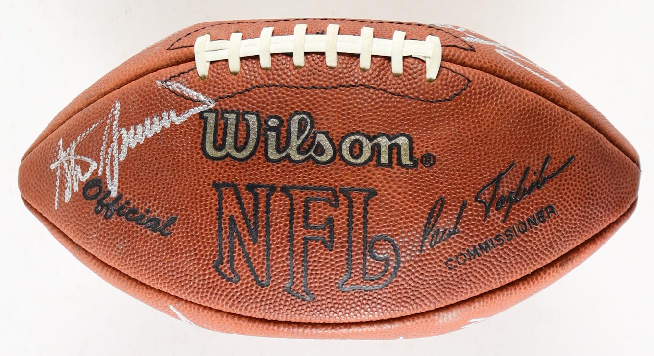 NFL QB Greats Football Signed by (12) with Peyton Manning, Joe Montana, Archie Manning, Steve ...