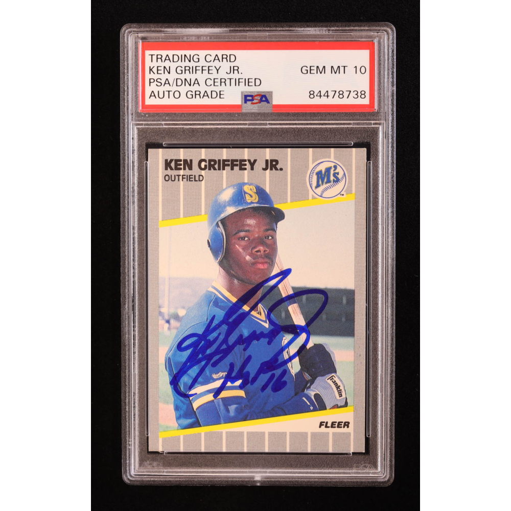 Ken Griffey Jr. Signed 1989 Fleer #548 RC Inscribed "HOF 16" (PSA ...