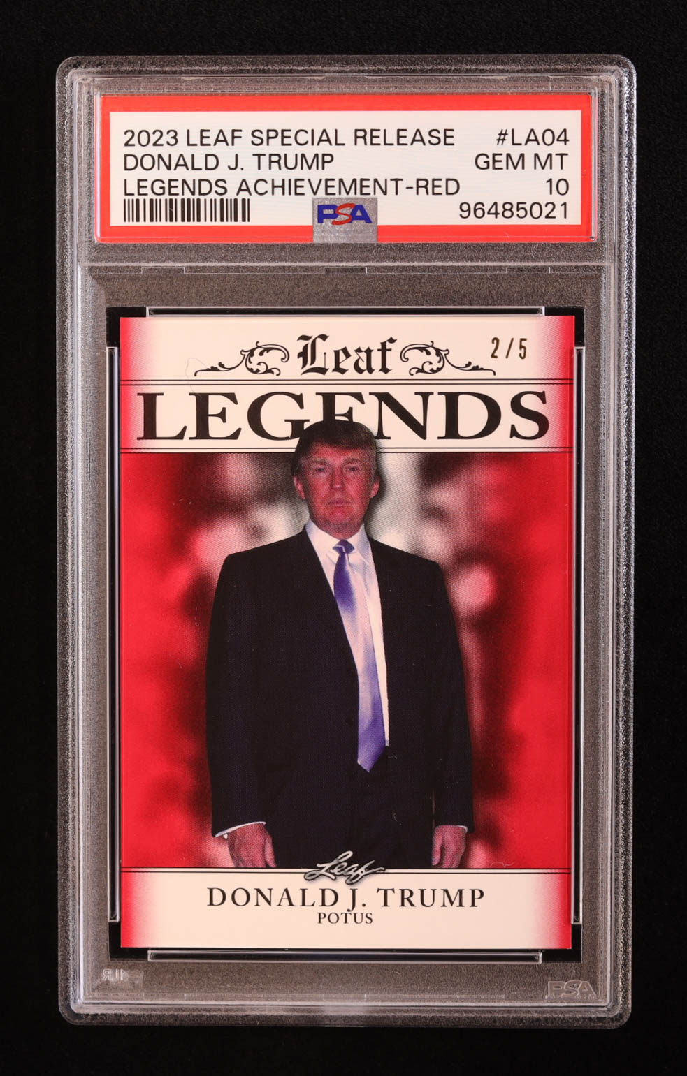 Donald J. Trump 2023 Leaf Special Release Legends Achievement Red #LA04 ...