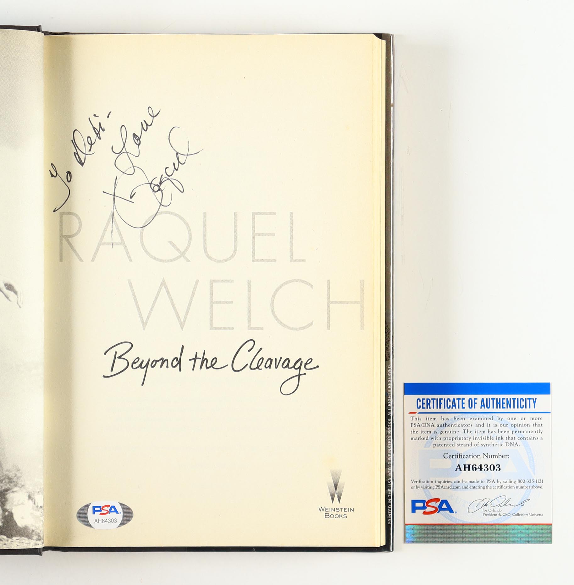 Raquel Welch Signed "Beyond The Cleavage" Hardcover Book Inscribed ...