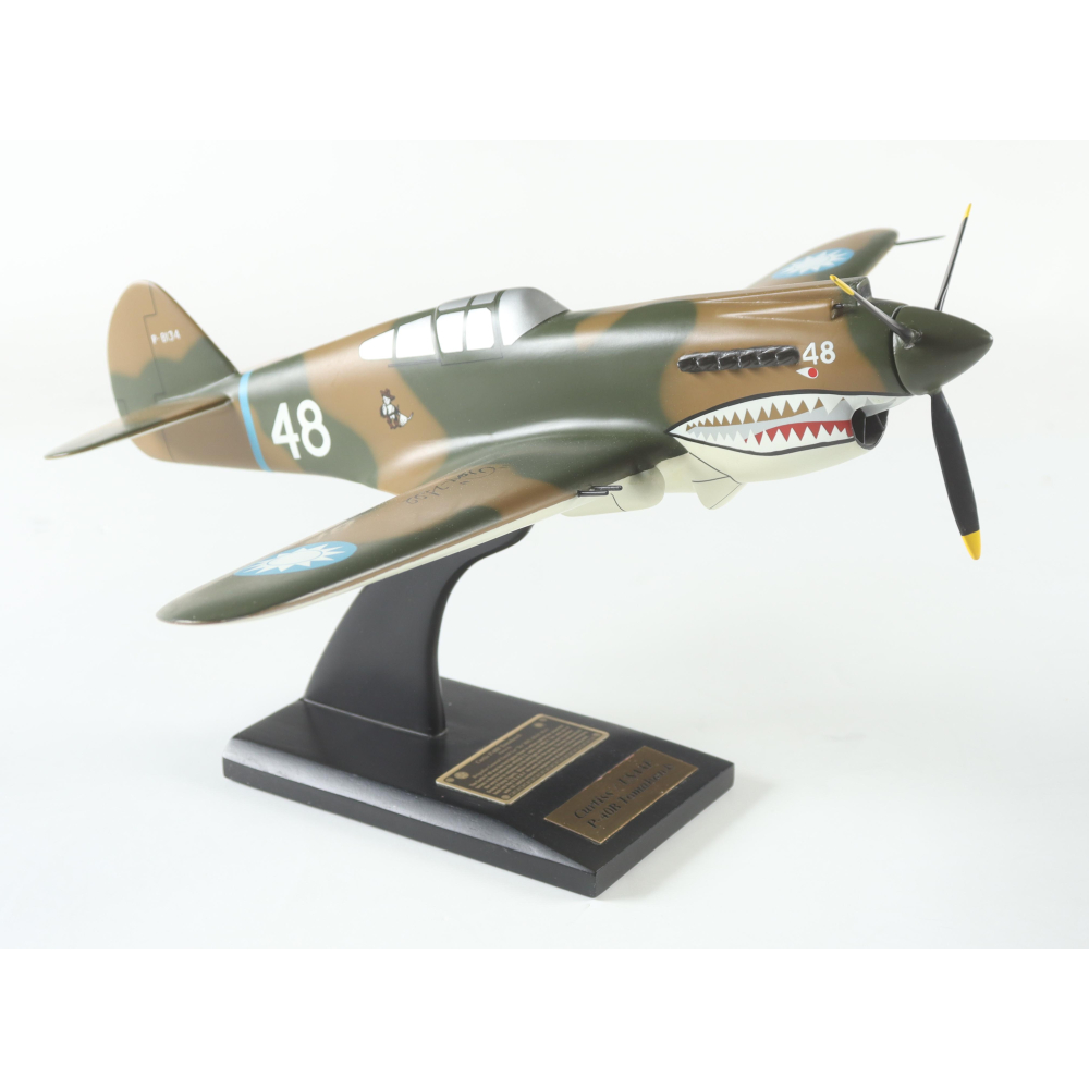 Tex Hill Signed P-40 Desktop Model 1/24 Scale WWII AVG Flying Tiger Ace ...