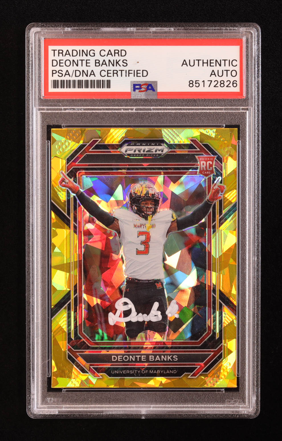 Deonte Banks Signed 2023 Panini Prizm Draft Picks Prizms Gold Ice #189 RC (PSA) | Pristine Auction