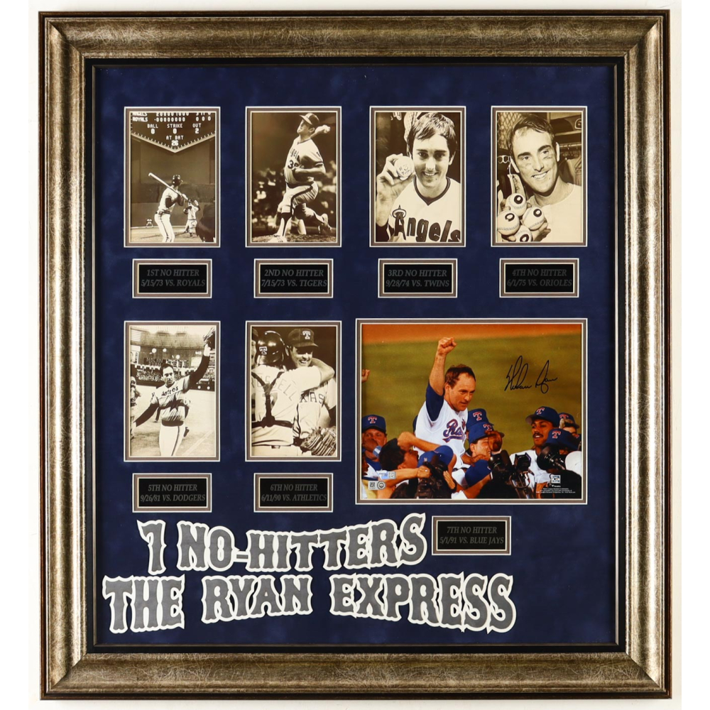 Nolan Ryan Signed "The Ryan Express" Custom Framed Photo Collage ...