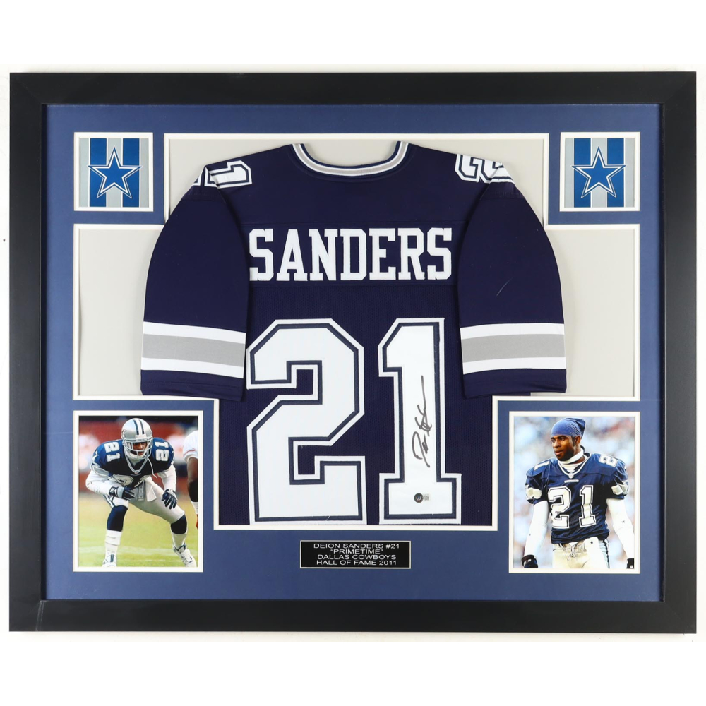 Deion Sanders Signed Custom Framed Jersey Display (Beckett) | Pristine Auction