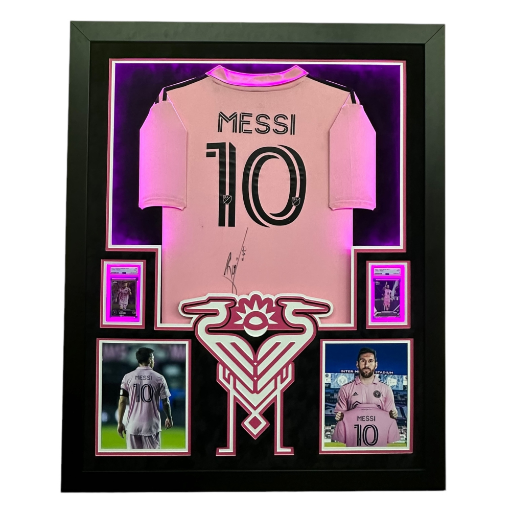 Lionel Messi Signed Inter Miami Custom Framed Jersey with LED Display ...