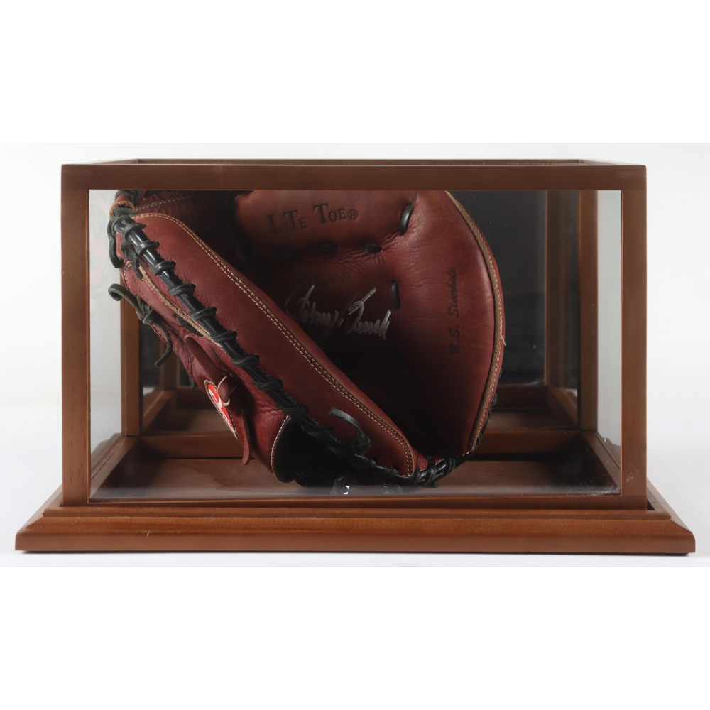 Johnny Bench Signed Vintage Rawlings Catchers Glove With Display Case ...