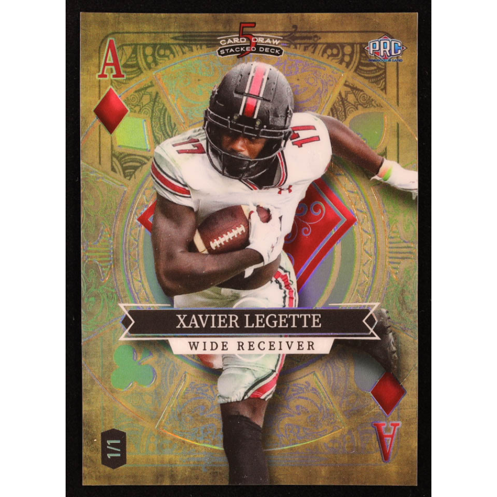 Xavier Legette 2023 Wild Card 5 Card Draw Stacked Deck Ace of Diamonds ...