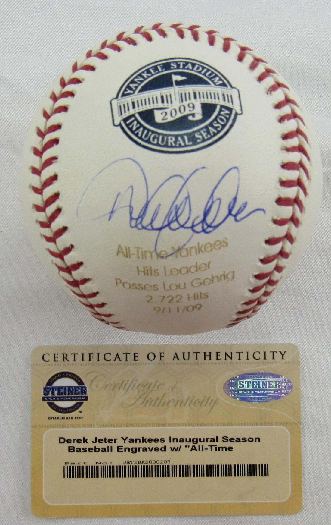 Derek Jeter Signed OML Yankee Stadium Inaugural Season Logo Baseball ...