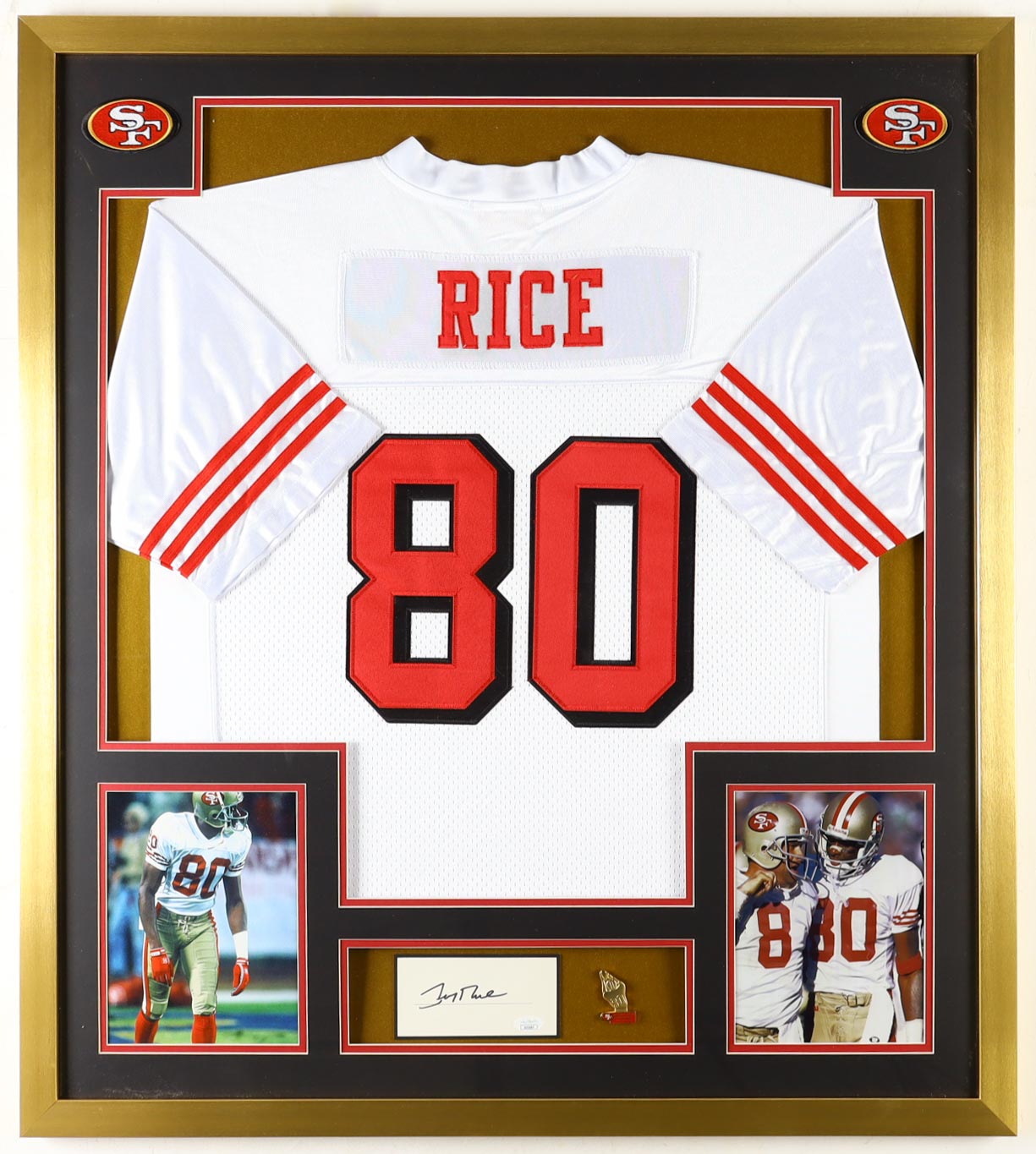 Jerry Rice Signed Custom Framed Cut Display With Jersey, Player ...