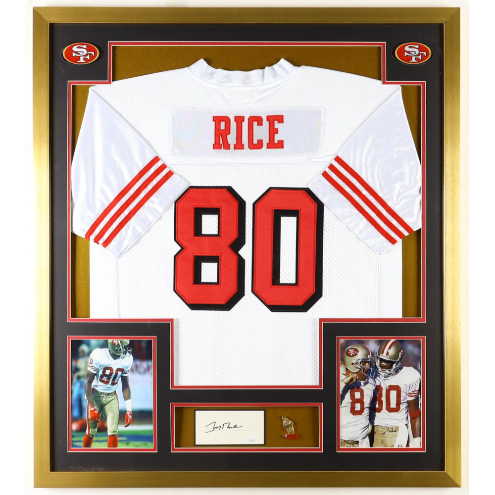 Jerry Rice Signed Custom Framed Cut Display With Jersey, Player ...