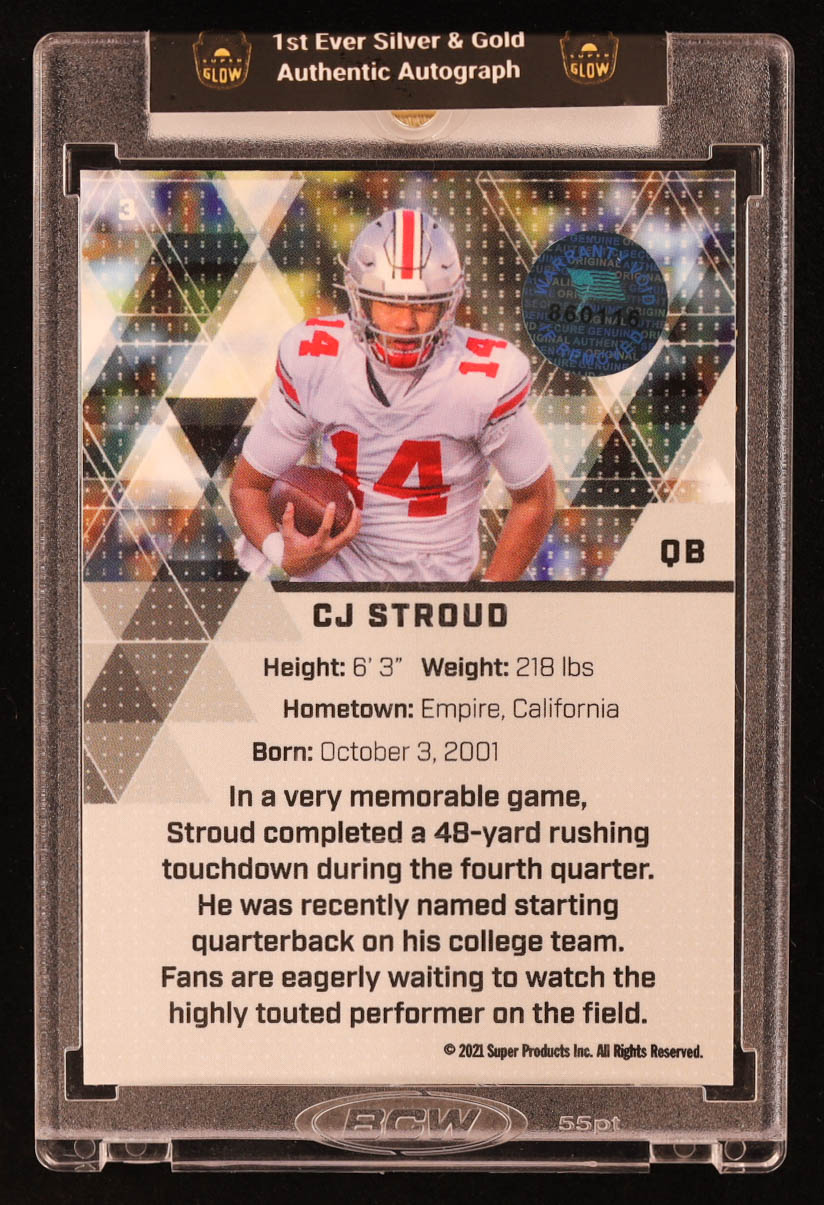 CJ Stroud 2021 Super Glow 1st Ever Silver & Gold Autographs #3 RC ...