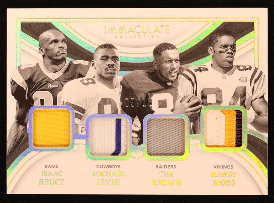 Isaac Bruce / Michael Irvin / Tim Brown / Randy Moss 2023 Immaculate Collection Quad Materials ...
